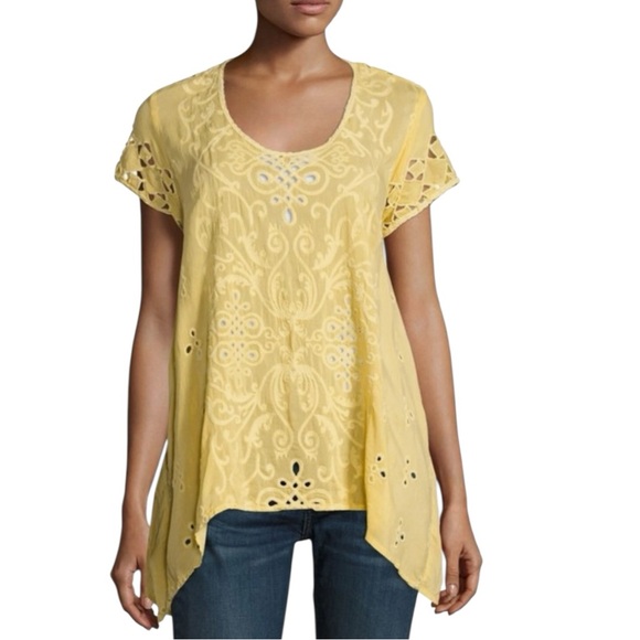 Johnny Was | Tops | Johnny Was Wicktoria Soft Citron Eyelet Blouse ...